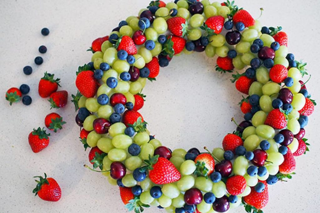 Couronne de fruits comestibles pour Noël DIY